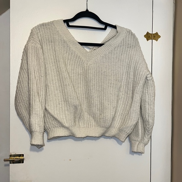 Sweaters | Tie Back White Crop Sweater | Poshmark